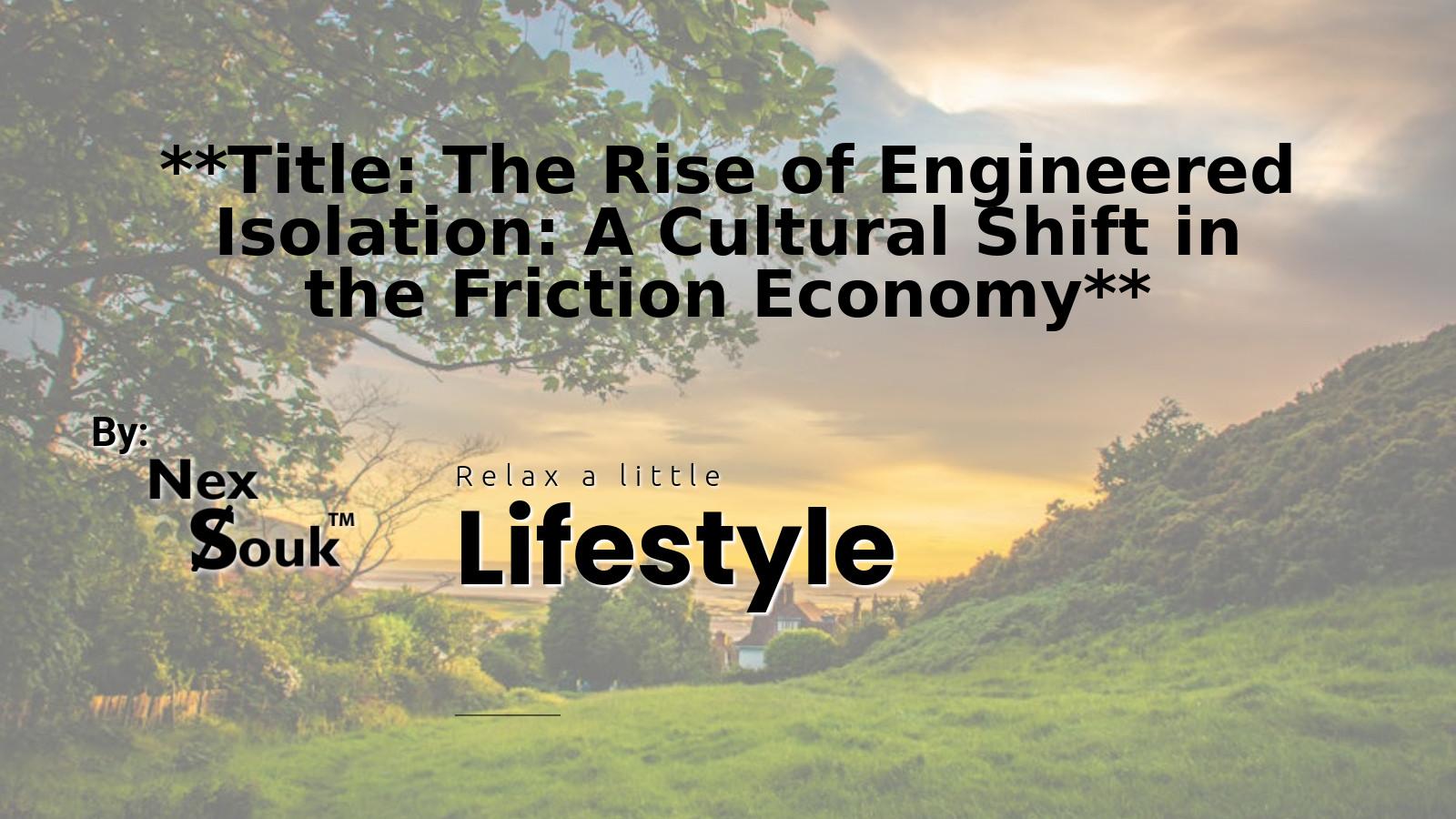 **Title: The Rise of Engineered Isolation: A Cultural Shift in the ...
